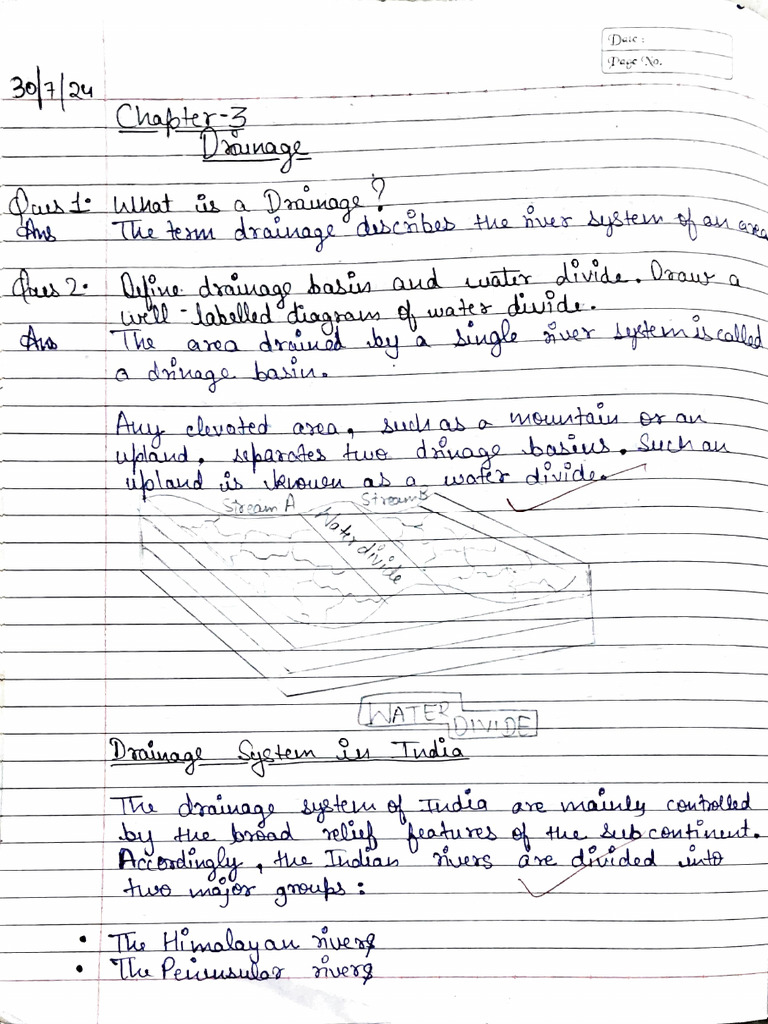 Geography Chapter - Drainage | PDF