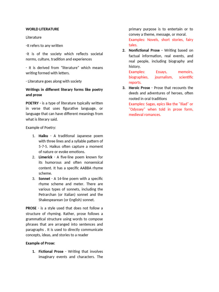 WORLD LITERATURE | PDF