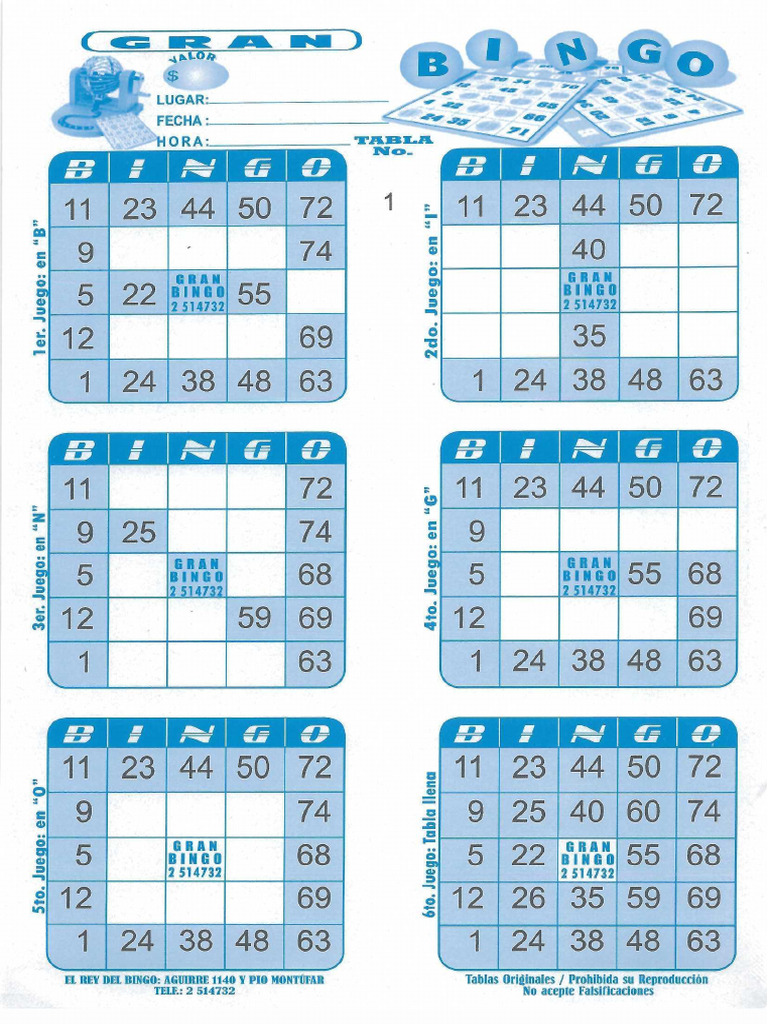 Tablas de Bingo 001-100 | PDF