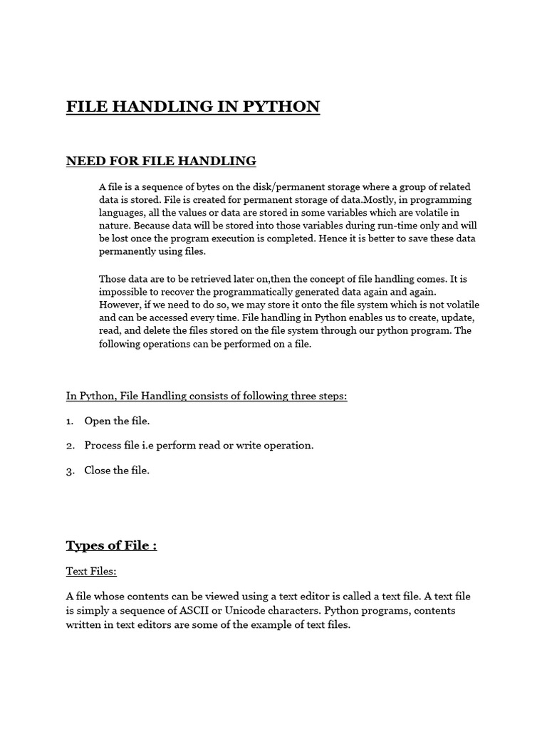 File Handling in Python | PDF