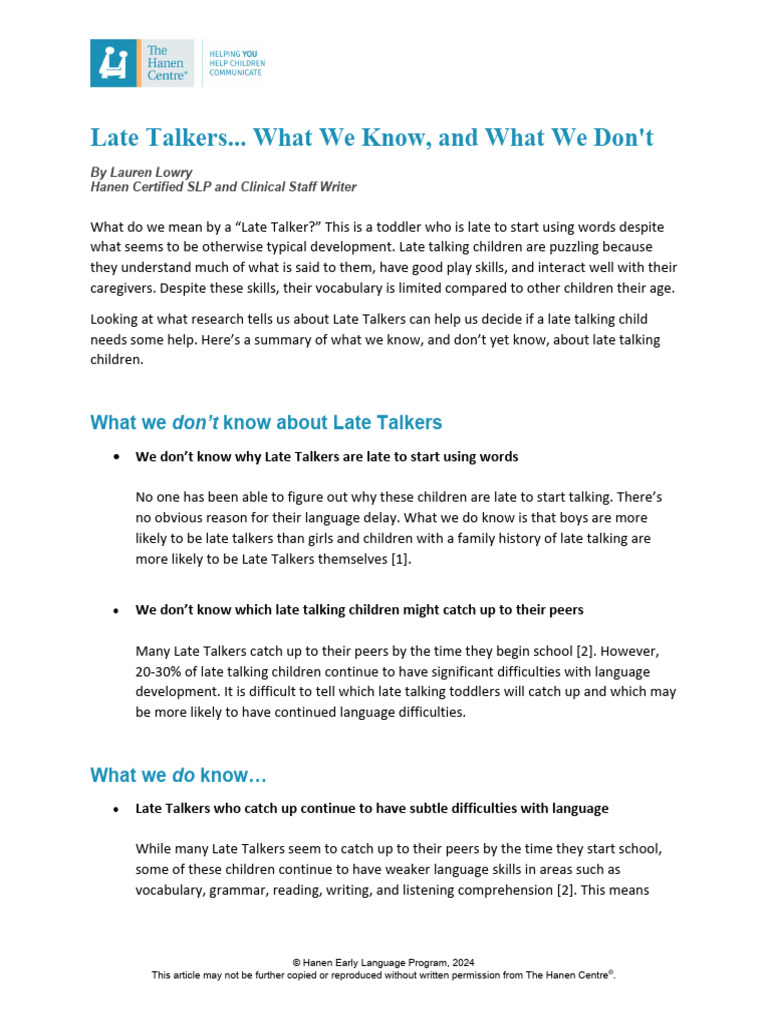 Late Talkers What We Know PF - Aspx | PDF