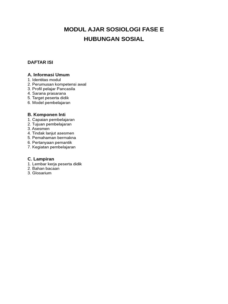 Modul Ajar Sosiologi Hubungan Sosial | PDF