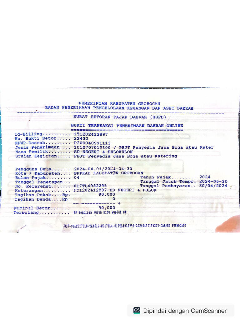 Pajak Daerah April | PDF