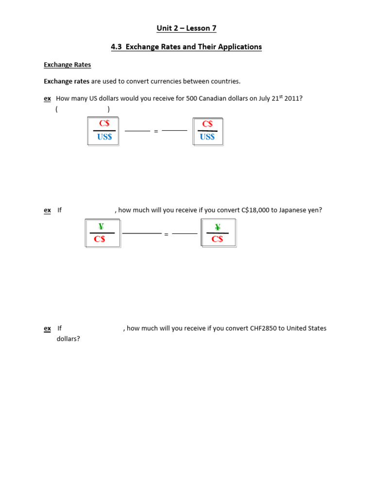 4.3 Exchange Rates and Their Applications | PDF