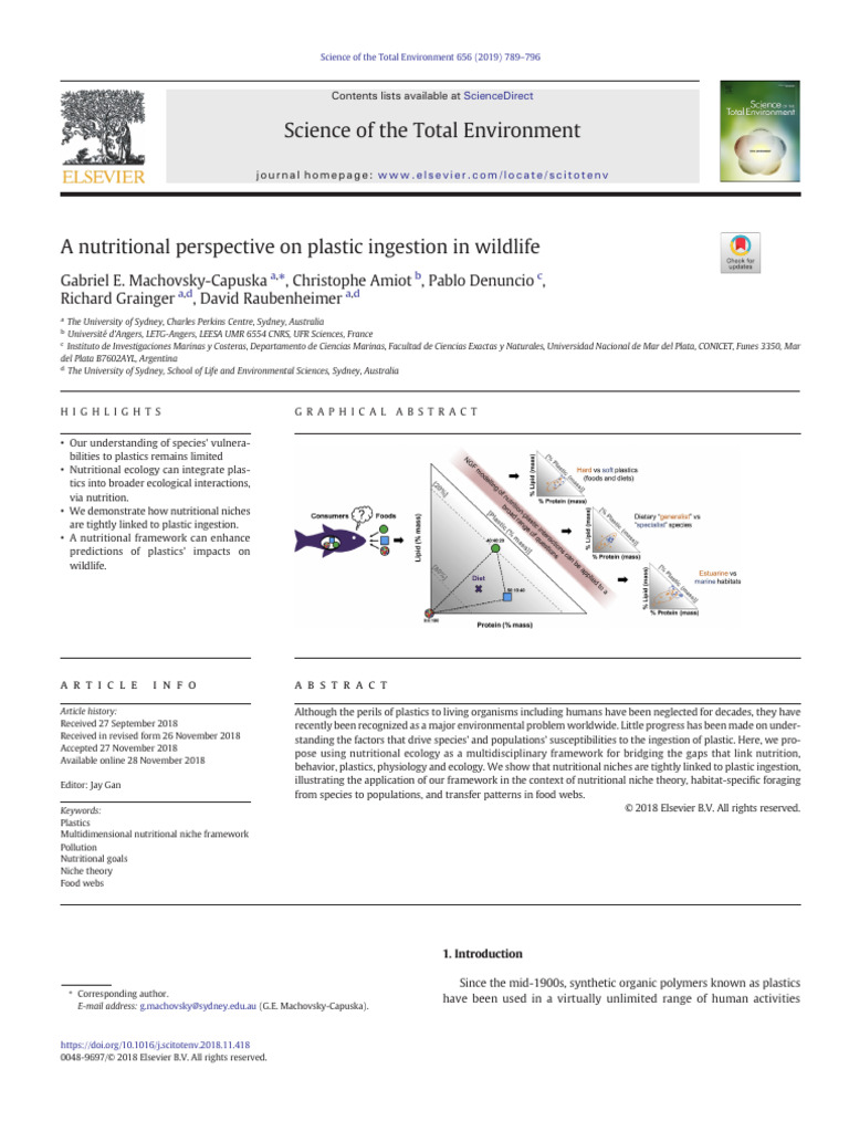 A Nutritional Perspective On Plastic Ing | PDF