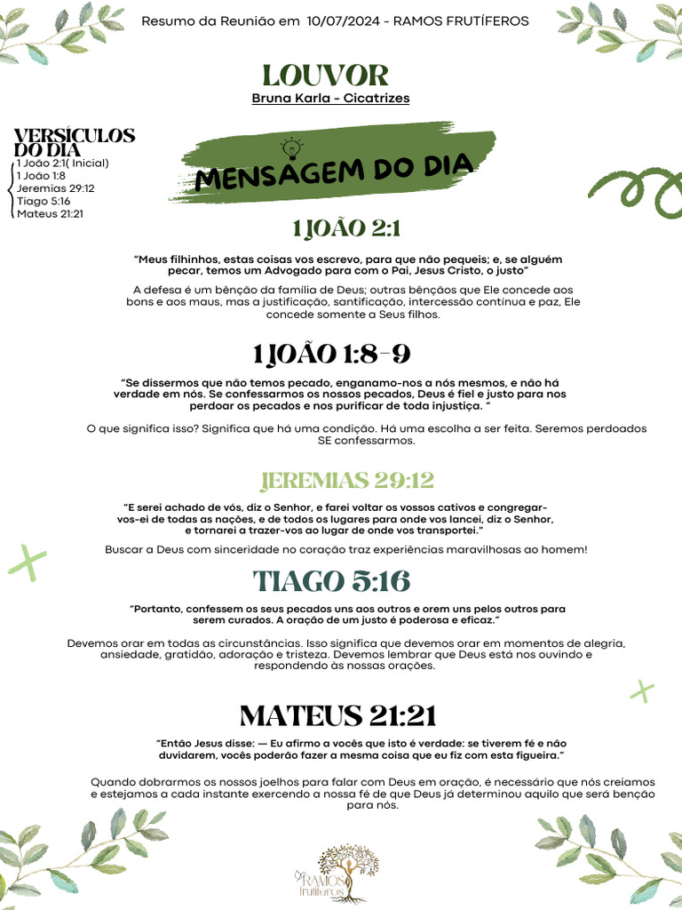 Resumo Da Reunião em 10072024 - RAMOS FRUTÍFEROS PDF | PDF