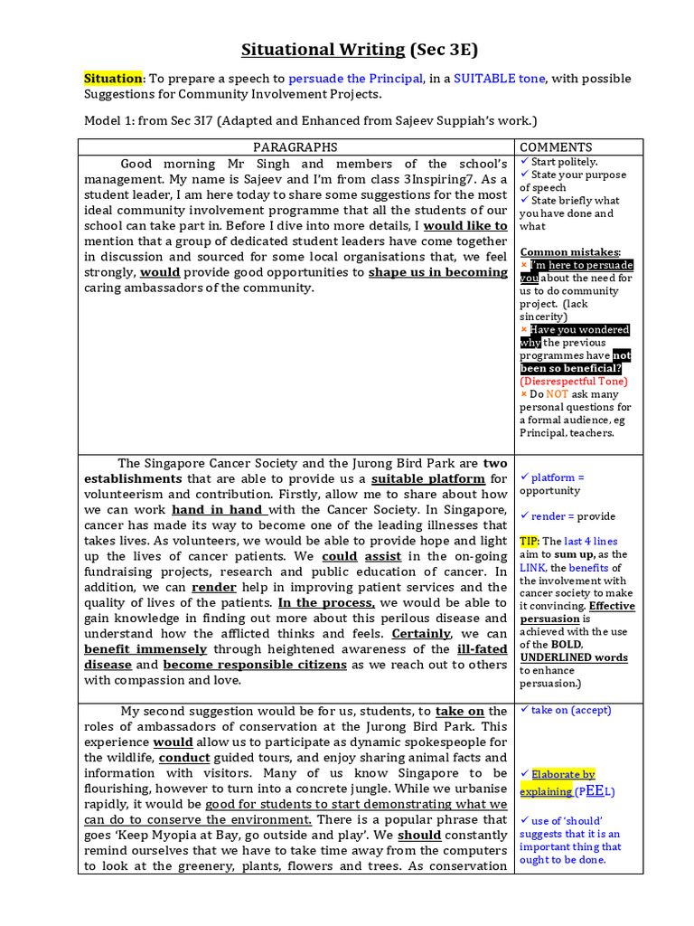 Sa1 Situational Writing Model Revision | PDF