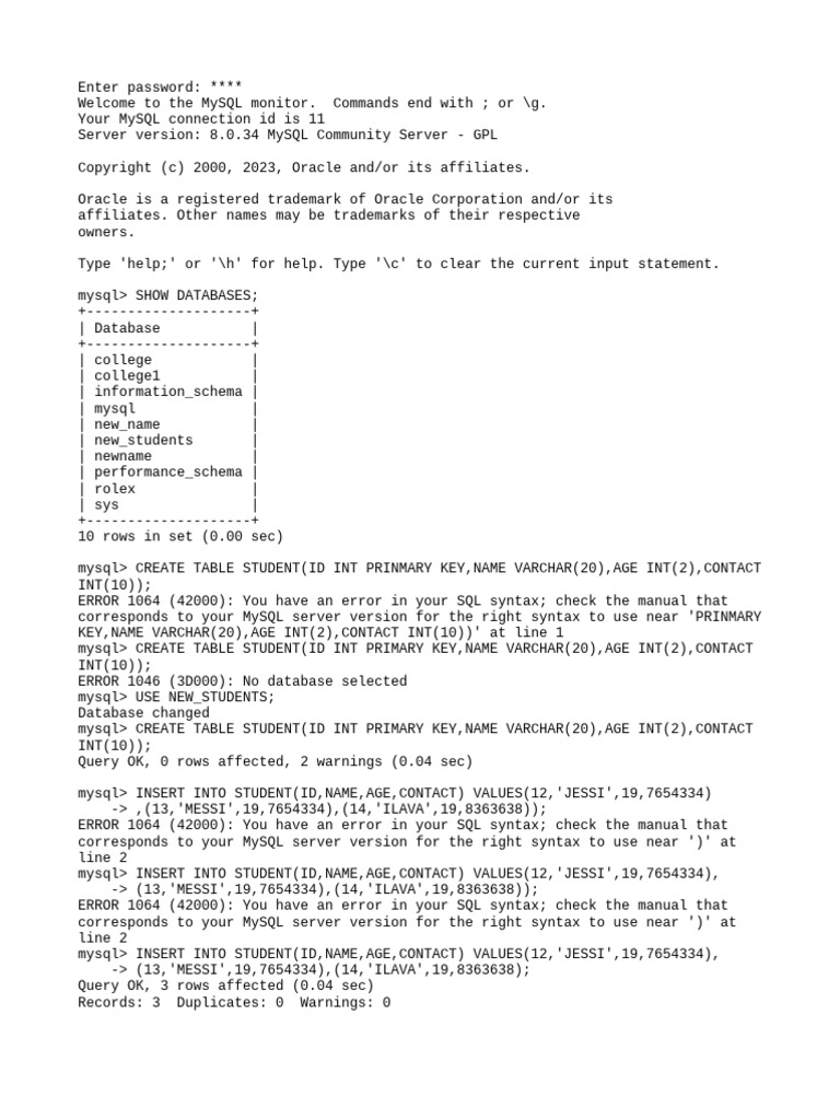 MySQL 8.0 Command Line Client - Unicode - 29385413 | PDF