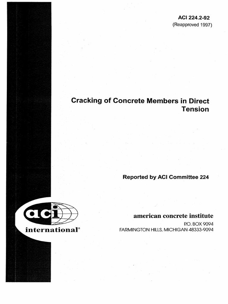 ACI 224.2-92 CARTA Cracking of Concrete Memebers in Direct Tension | PDF
