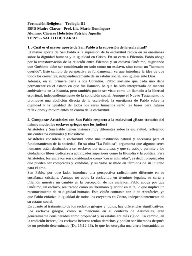 Formación Religiosa TP n5 | PDF