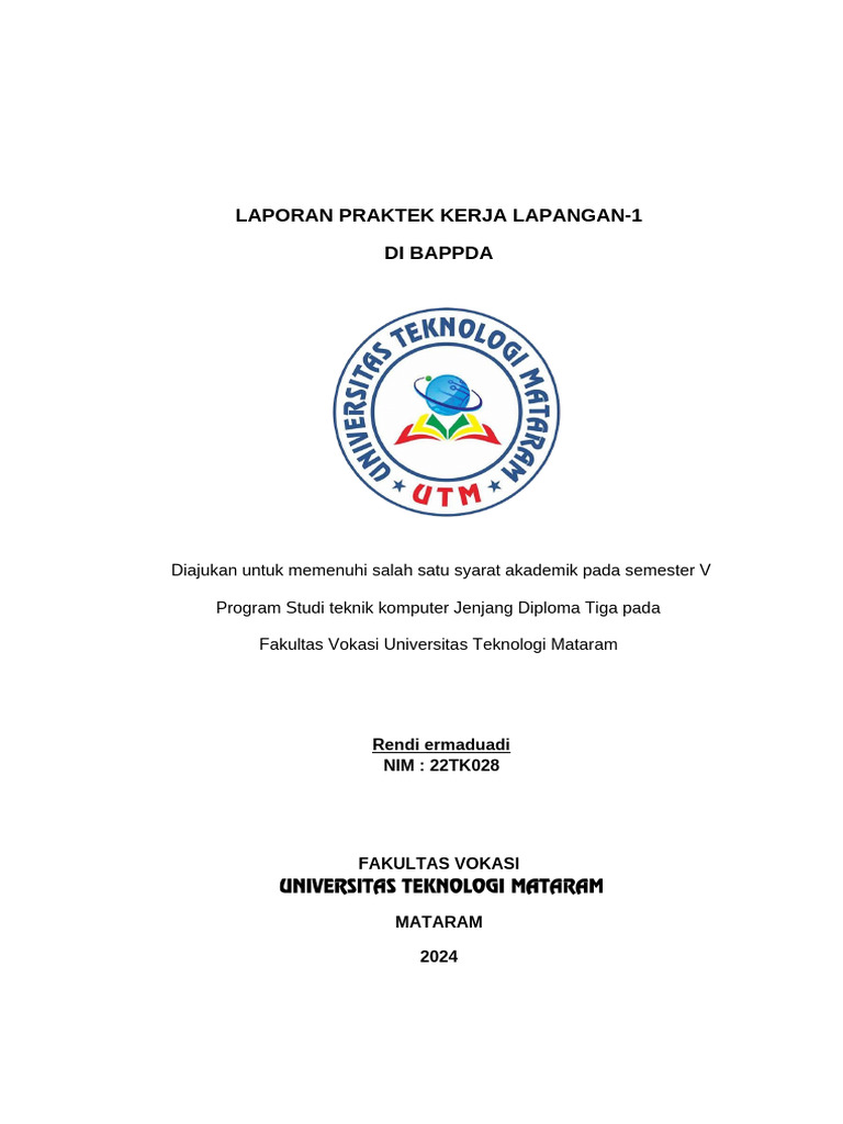 Contoh Laporan PKL 1 | PDF