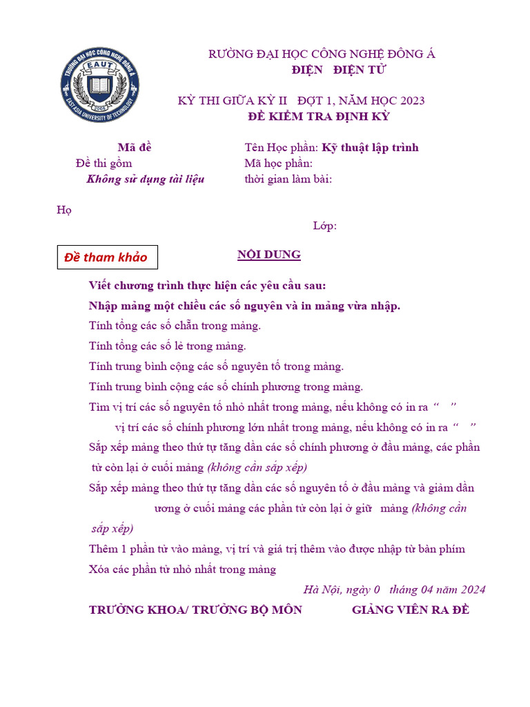 De TK On Thi GK - HP KTLT | PDF