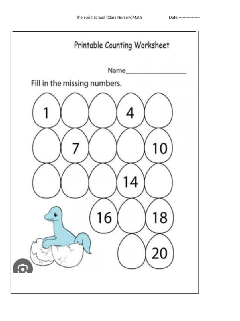 Work Sheet Math Class Nursery | PDF