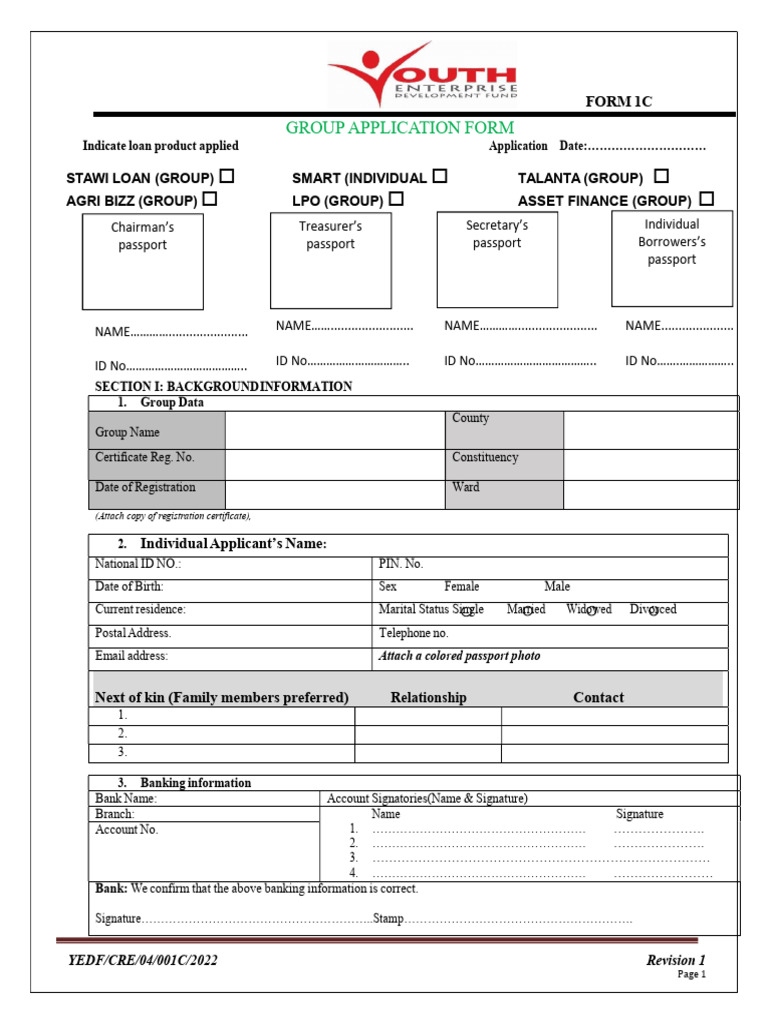 Form 1c Loan Application Form Group | PDF