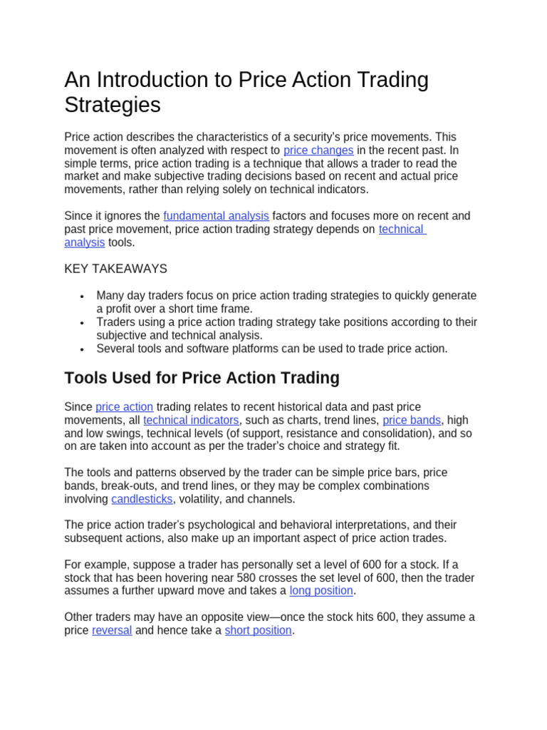 An Introduction To Price Action Trading Strategies | PDF