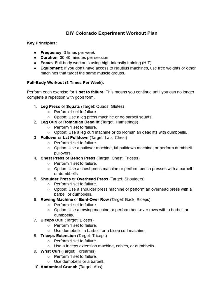 The Colorado Experiment DIY | PDF | Weight Training