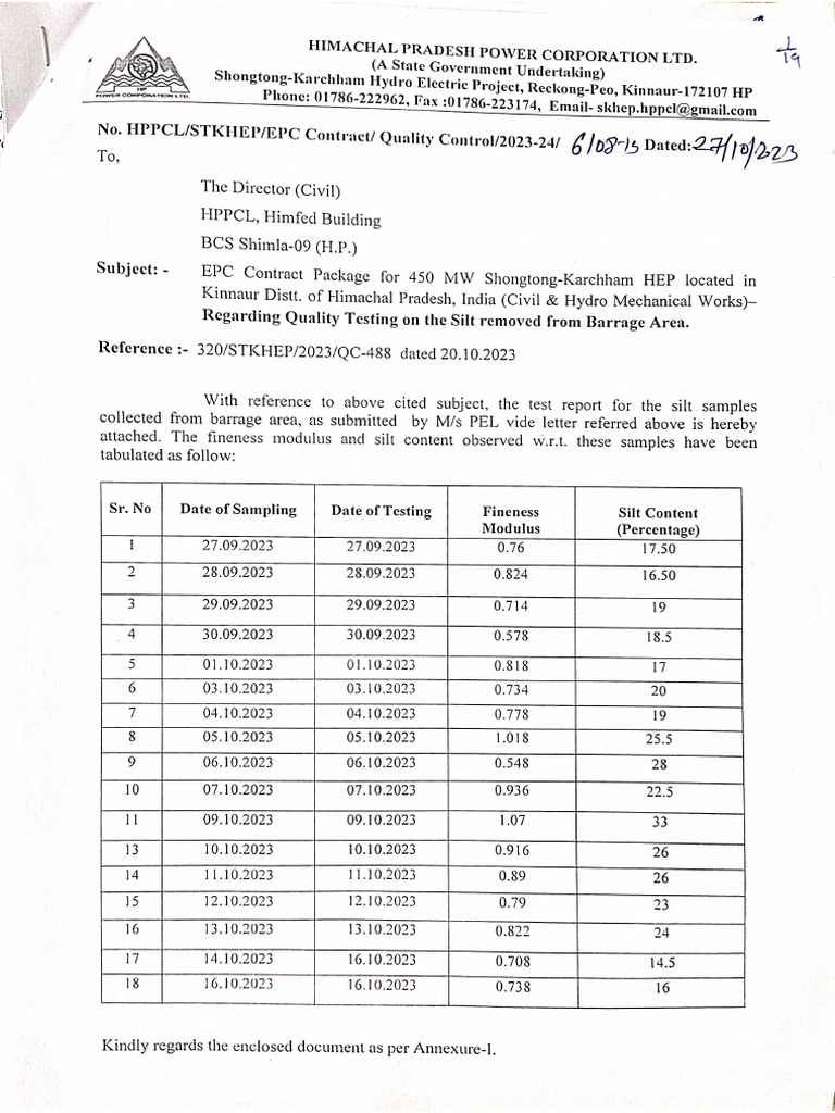 Silt Report and Adit | PDF