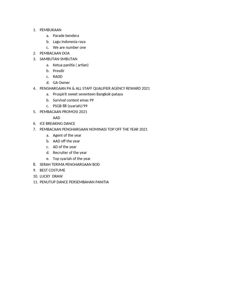 Susunan Acara MC | PDF