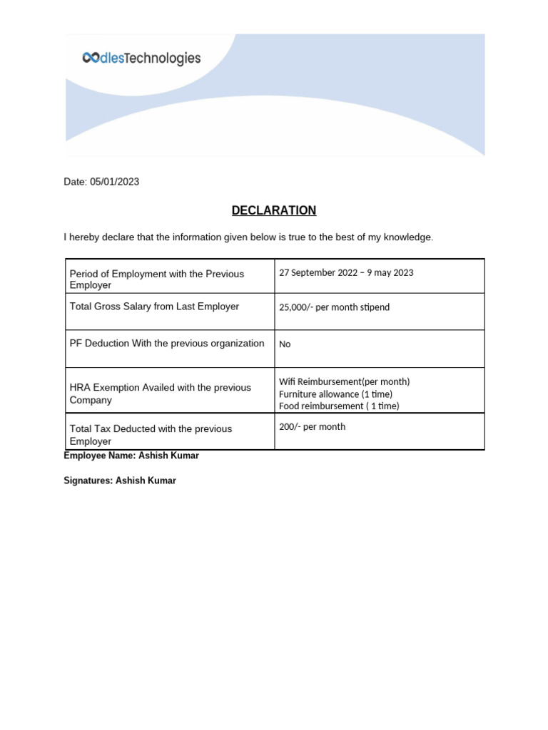 Form 12B Declaration 1 | PDF