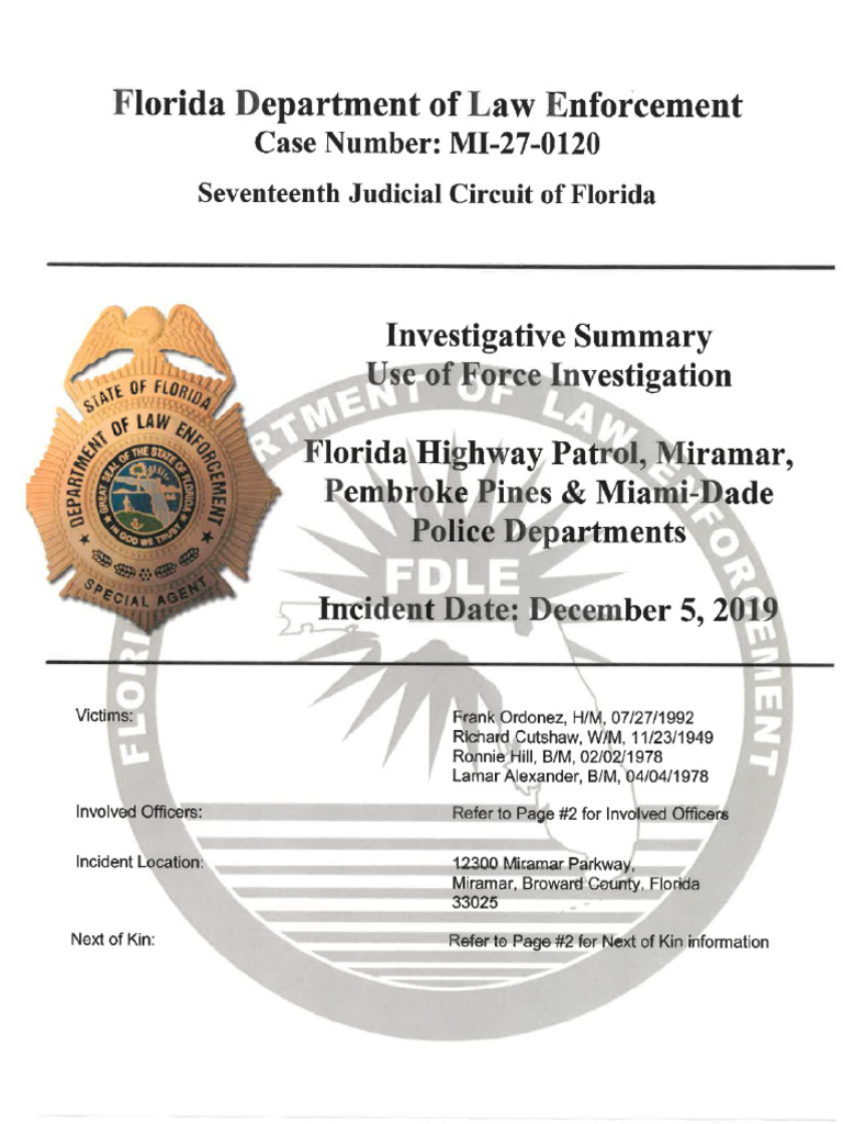 FDLE UPS MI-27-0120 Investigative Summary - Redacted | PDF