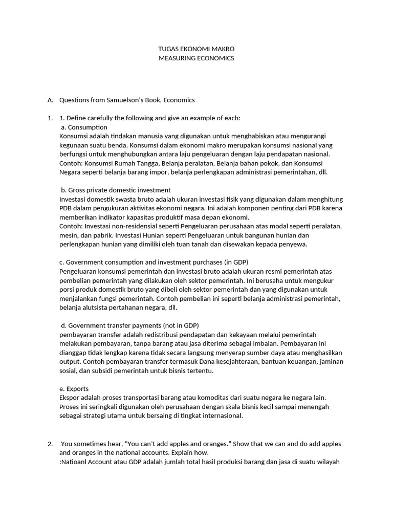 TUGAS MEASURING ECONOMIC ACTIVITY (Liat Dulu) | PDF