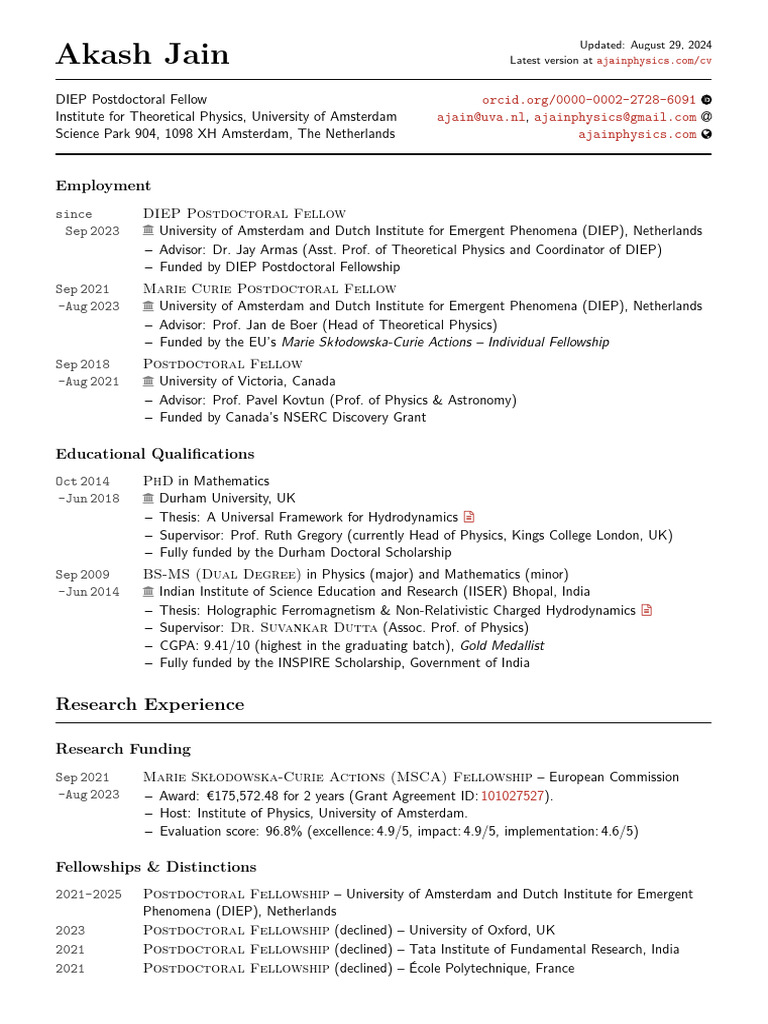 Curriculum Vitae - Akash Jain | PDF