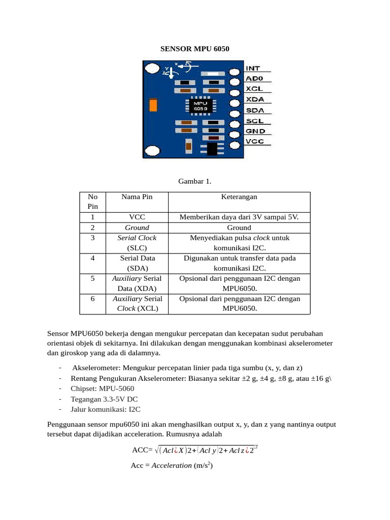SENSOR MPU 6050 | PDF