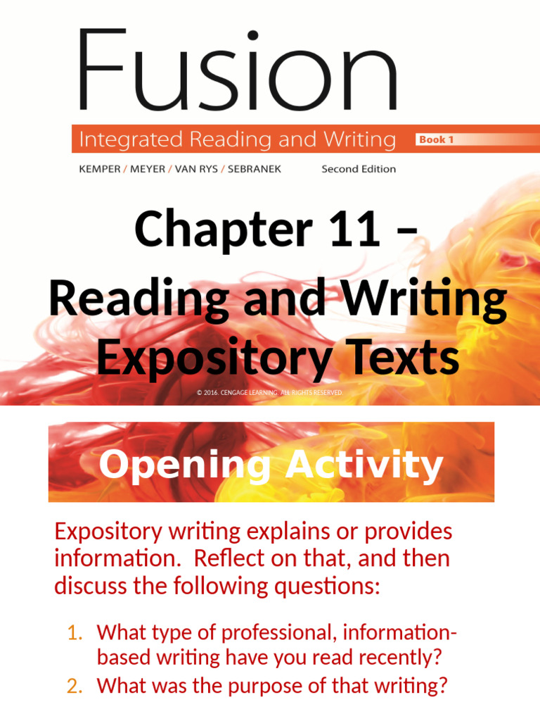 Chapter 11 - Reading and Writing Expository Texts: © 2016. Cengage ...
