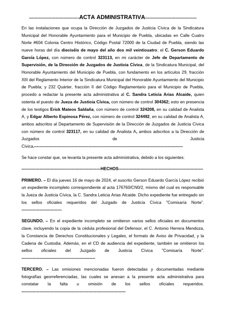 Acta por Omisión de Sellos Oficiales | PDF | Disciplinas | Gobierno local