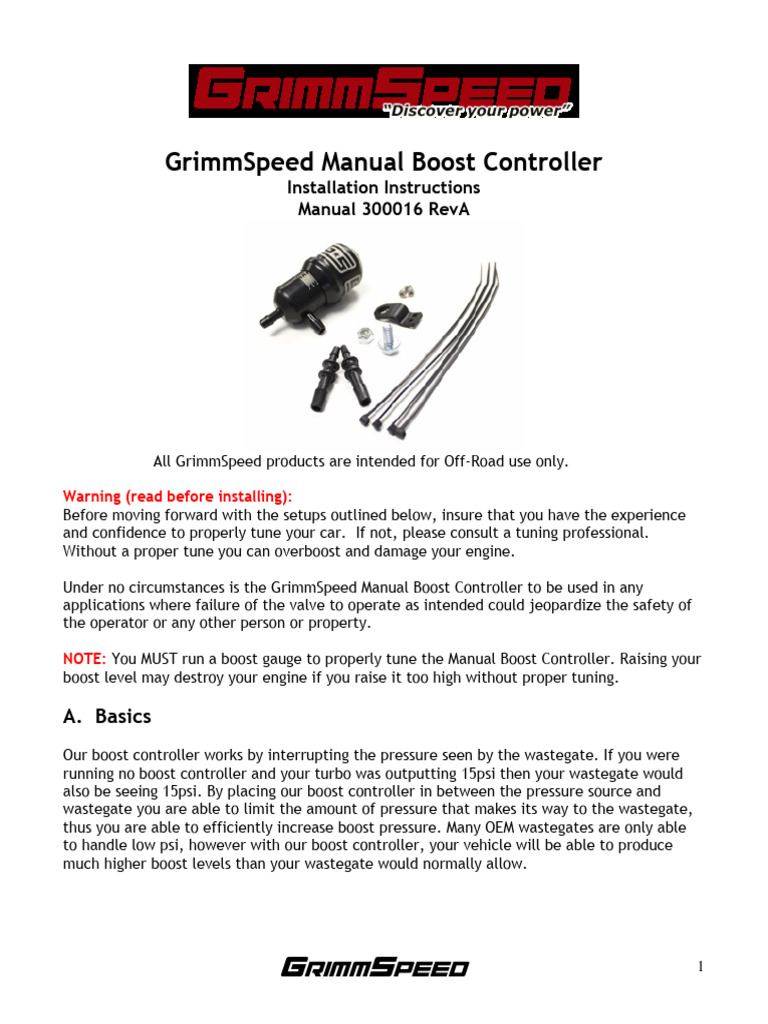 GrimmSpeed Boost Controller Guide | PDF | Turbocharger | Engineering