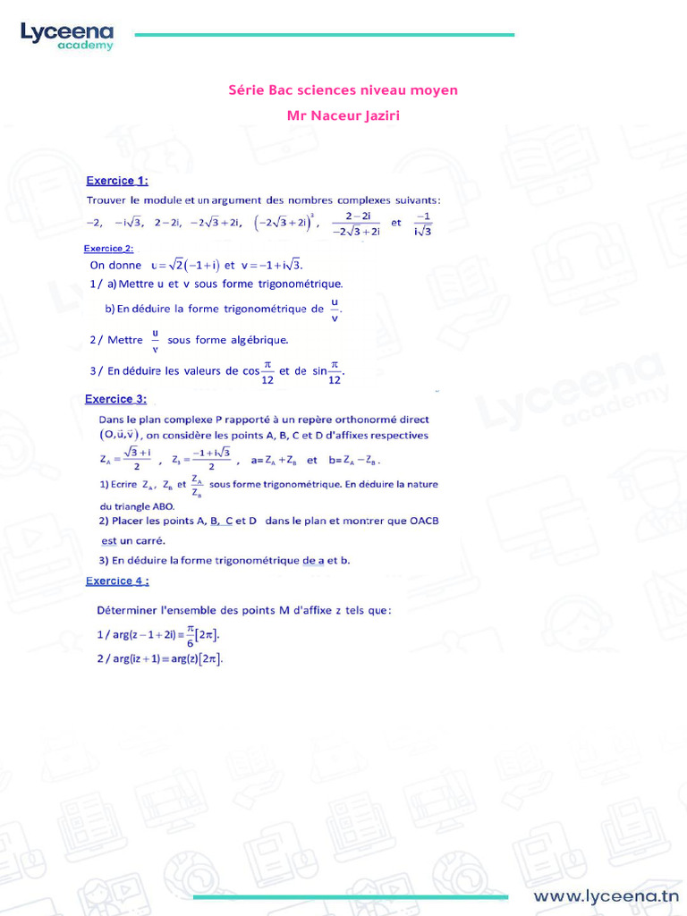 Série Bac Sciences Niveau Moyen Lycéen Academy | PDF