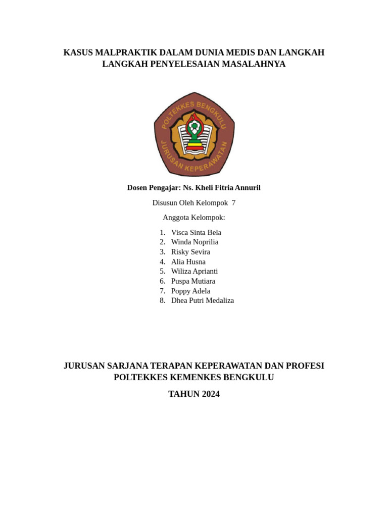 Makalah Malapraktik Kel 7 | PDF