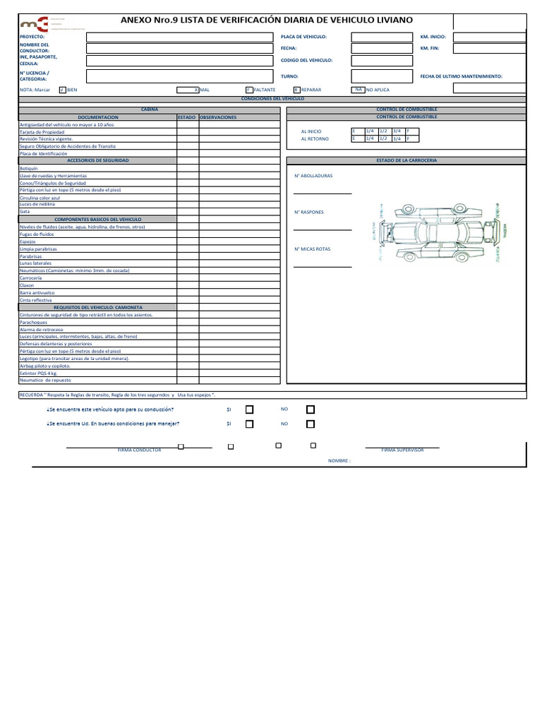Anexo_Nro_9_Pre_uso_de_Veh_culo | PDF