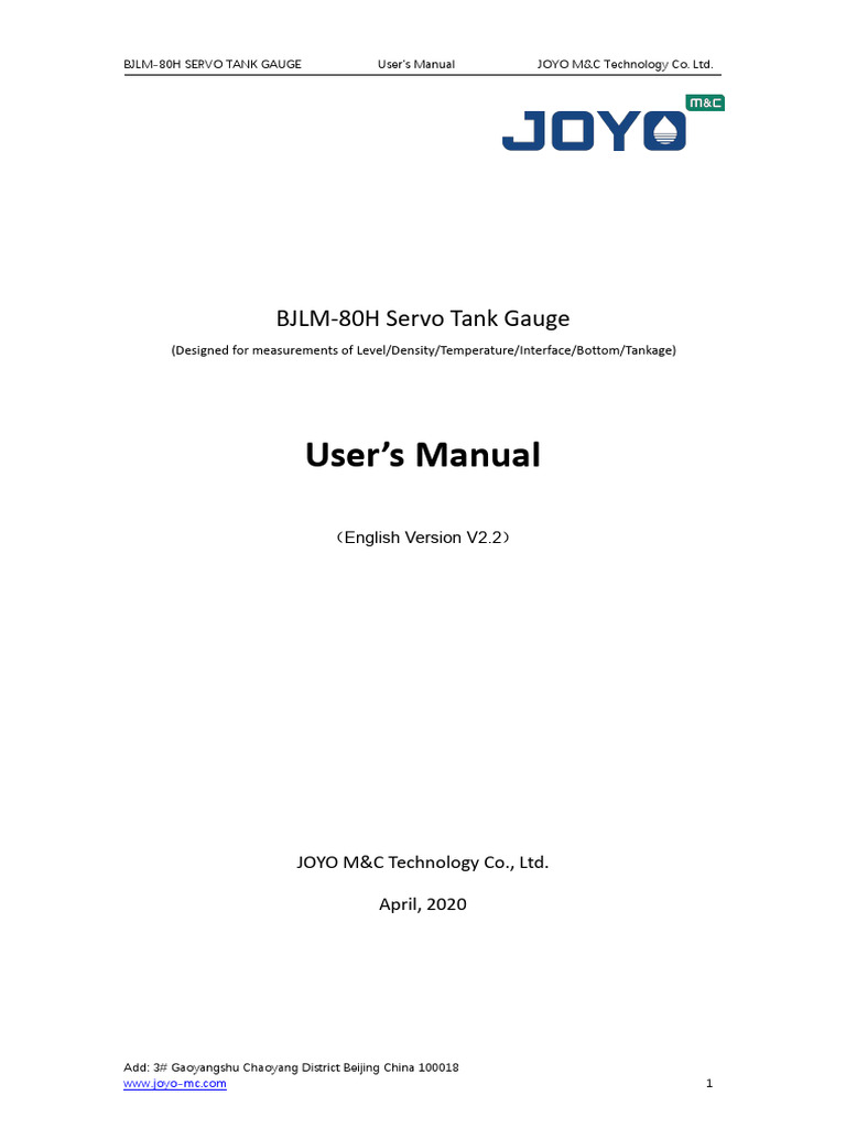 BJLM 80H User's Manual EnglishVersionV2.2 | PDF