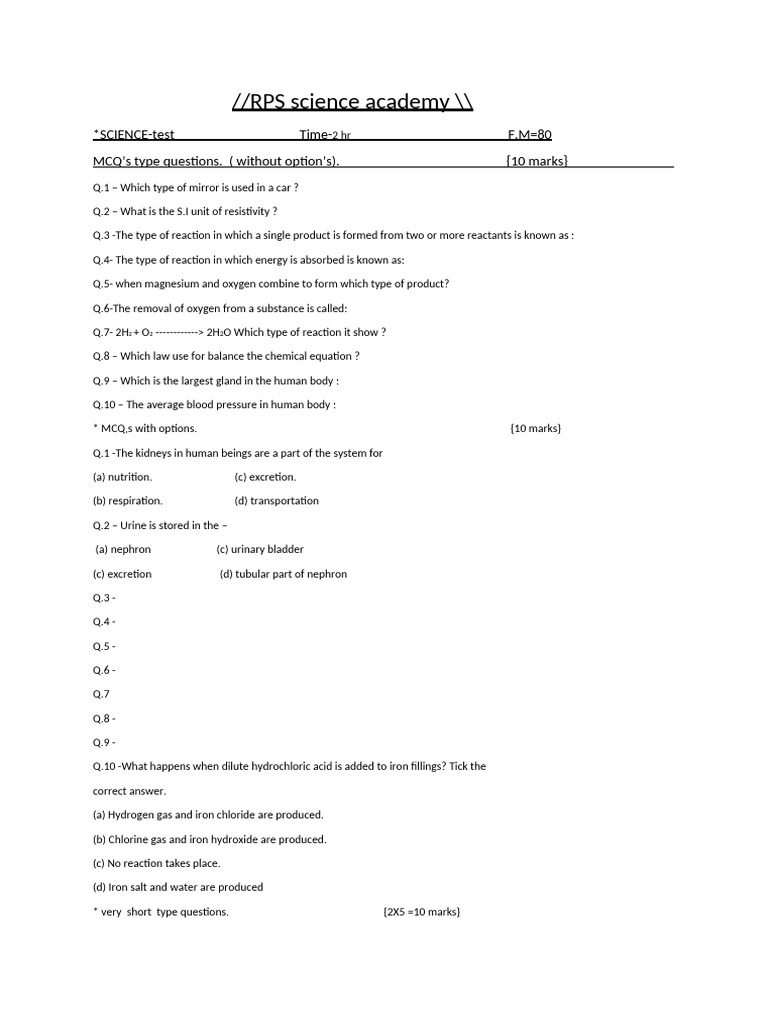 RPS Science Academy | PDF