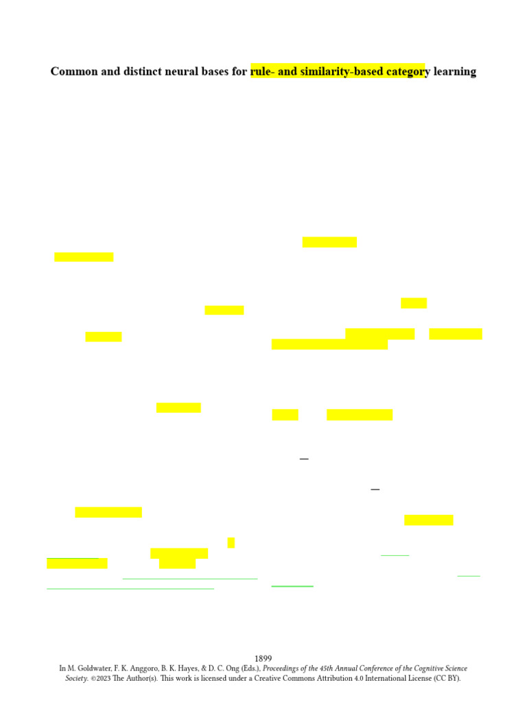 Common and Distinct Neural Bases For Rule - and Similarity-Based Category Learning | PDF