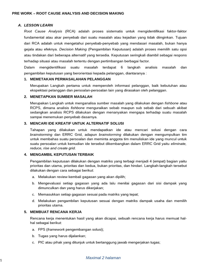 Root Cause Analysis and Decision Making | PDF
