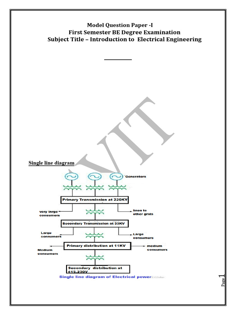 Solved Model Question Paper of Introduction To Electrical Engineering | PDF