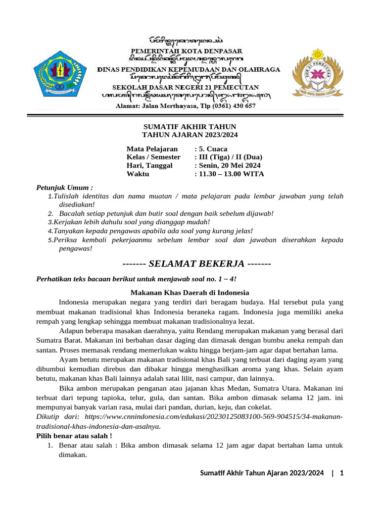 Soal Sat Tema 5 | PDF
