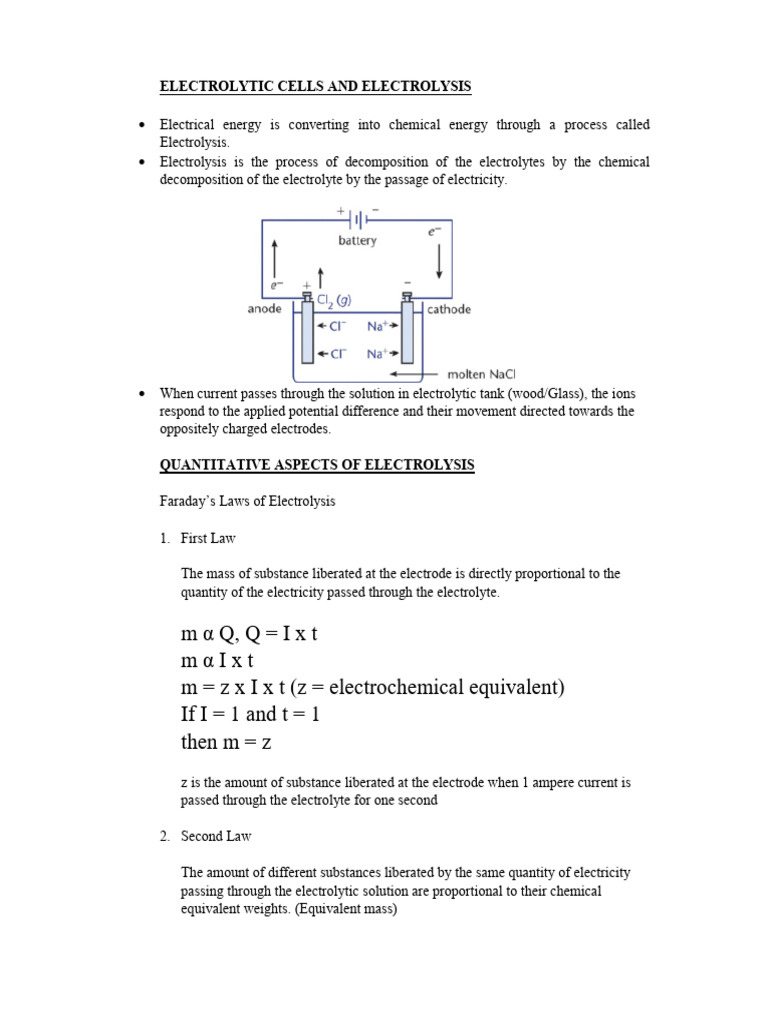 Electrolysis and Battery Basics | PDF | Electrode | Science & Mathematics