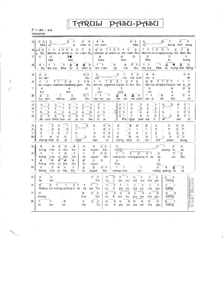 Koor Taruli Pasu Pasu | PDF
