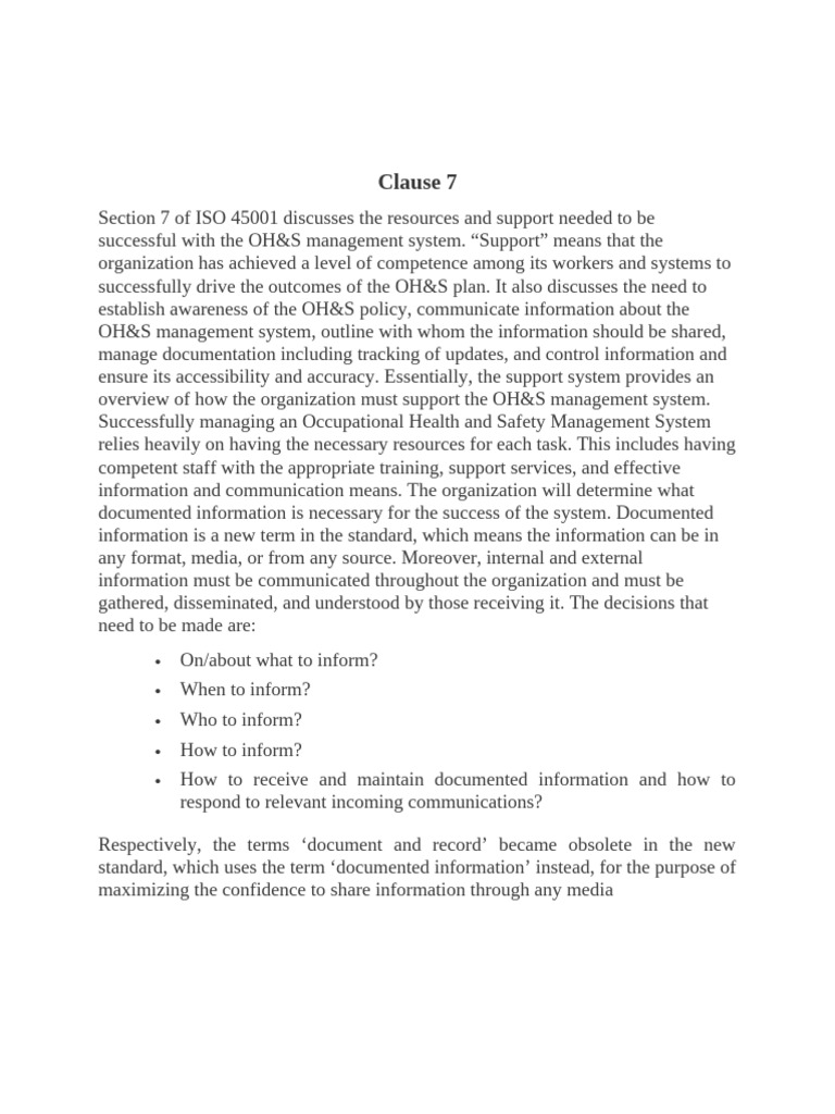 ISO 45001 Clause 7 | PDF