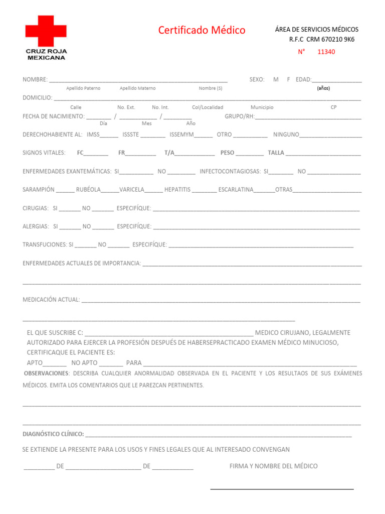 CERTIFICADO-MEDICO-CRUZ-ROJA | PDF