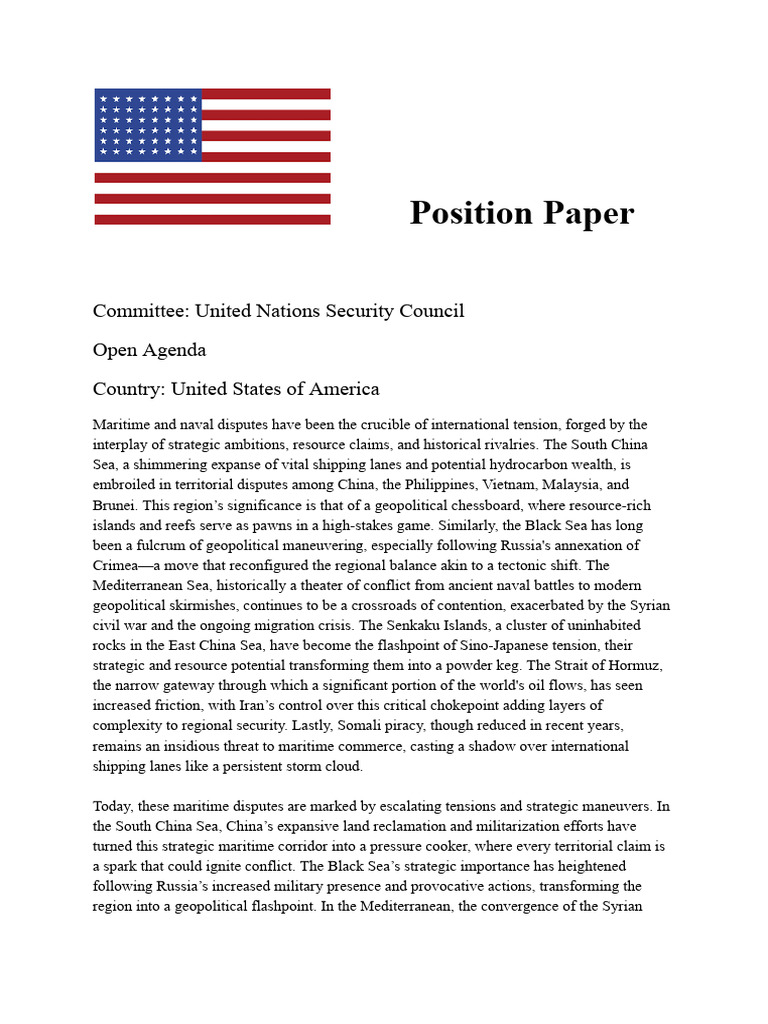 Position Paper, USA, KGSMUN SC | PDF