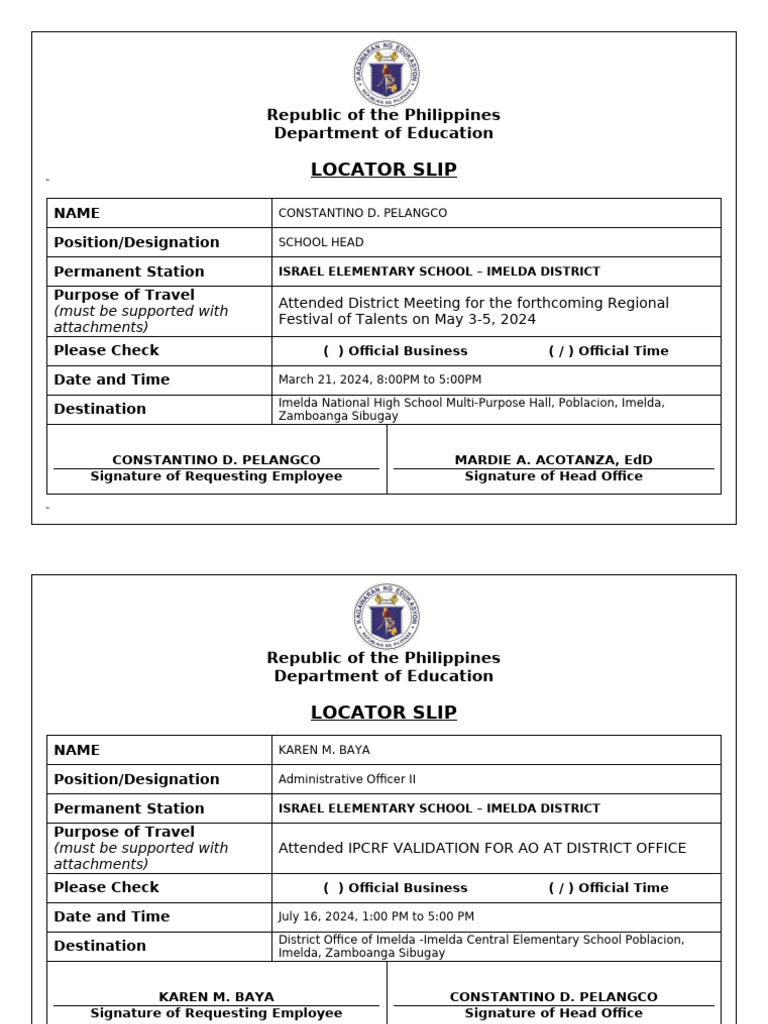 Locator Slip | PDF