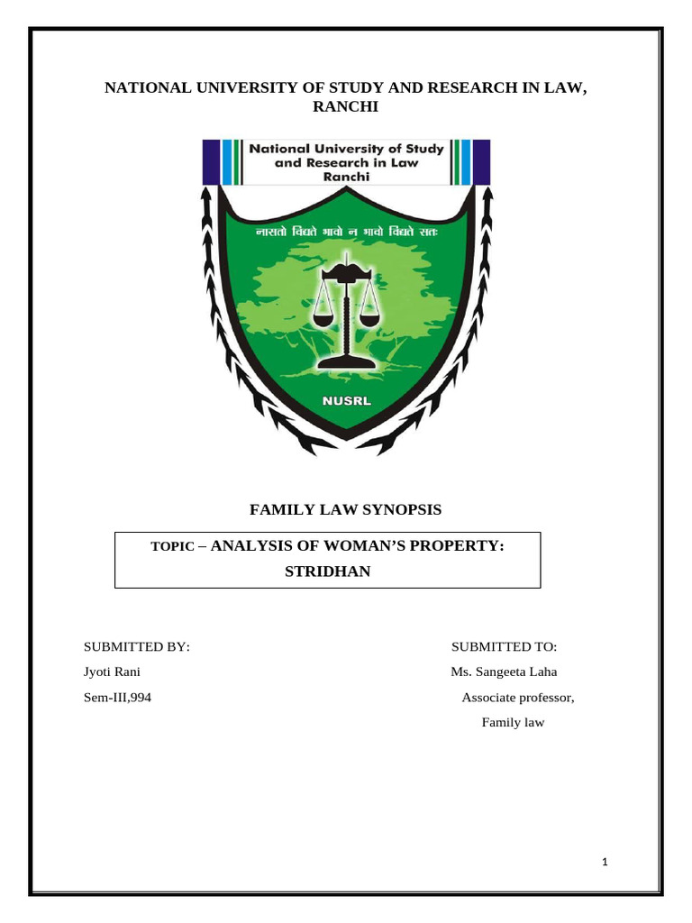 Analysis of Stridhan | PDF