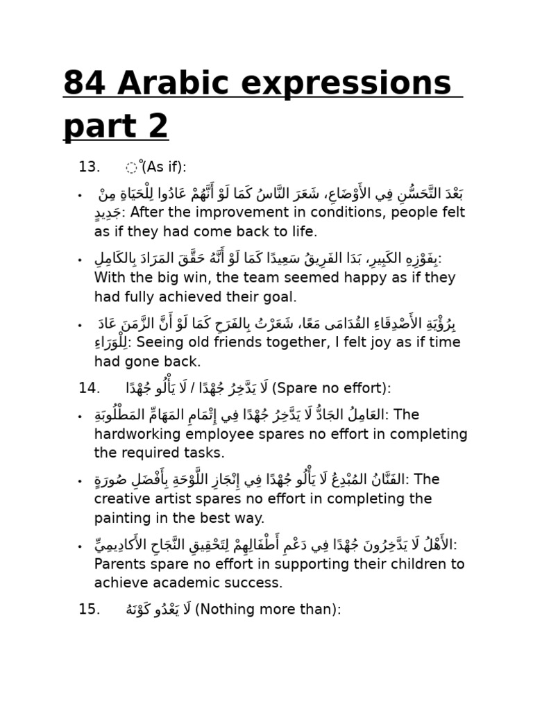 84 Arabic Expressions Part 2 | PDF | Social Psychology | Psychology