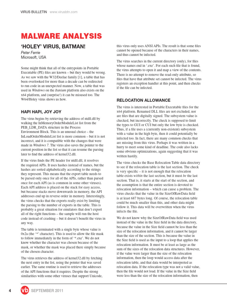 'Holey' Virus, Batman! | PDF | Computer Virus | Pointer (Computer Programming)