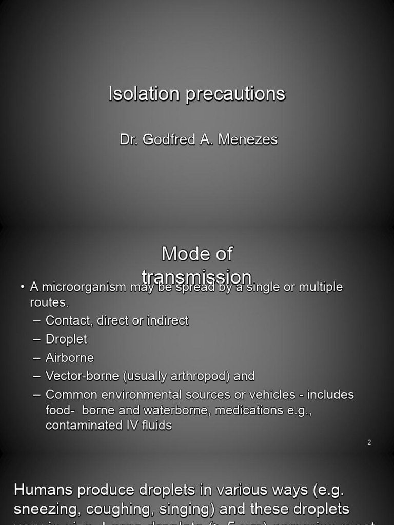 Isolation Precautions (DR - Godfred) | PDF