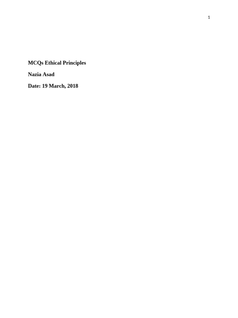 MCQS Ethical Principles2021 | PDF